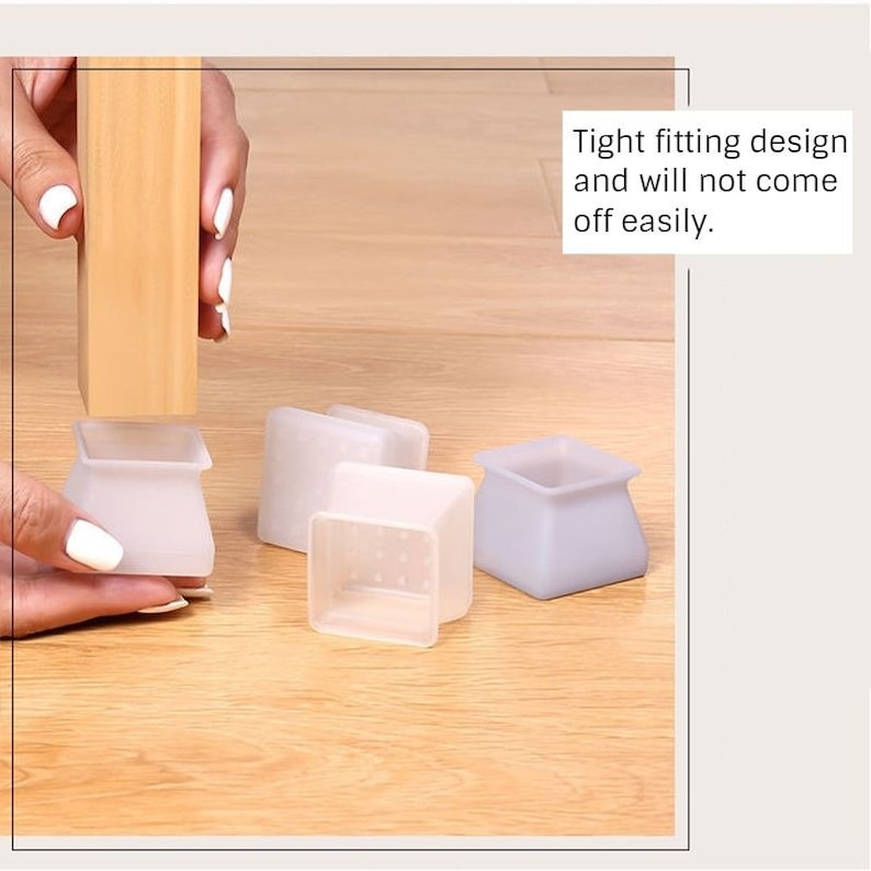 Chair Leg Protectors Square Silicone Dining Table Chair Leg Cover Cap ...
