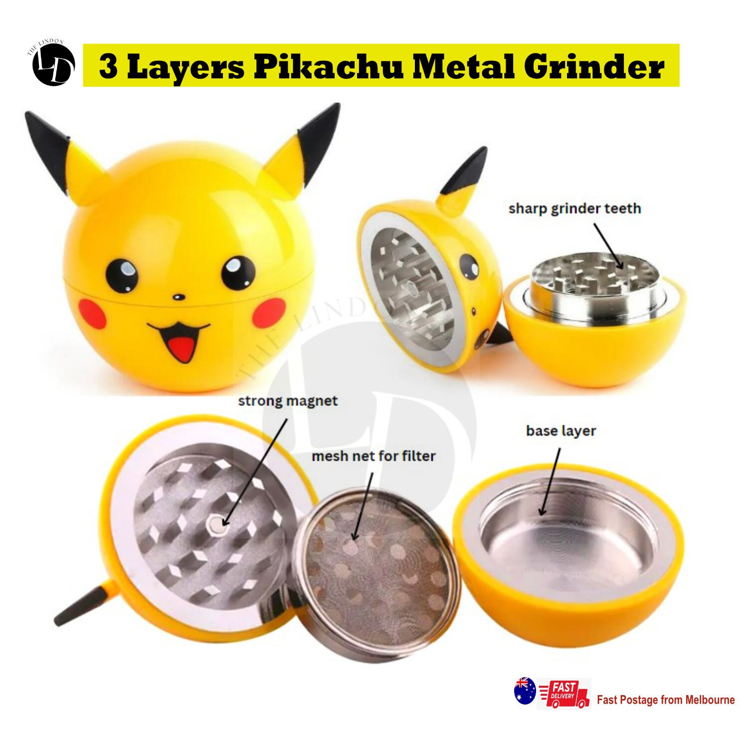 Pikachu Pokemon Poke Ball Tobacco Grinder 3 Layers Herb Spice Grinder ...