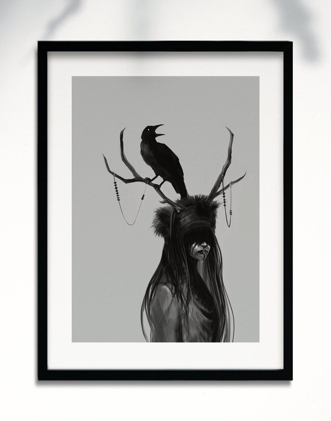 Forest Witch Pagan Wall Art, Witchy Decor, Crow Painting, Nature Gift ...