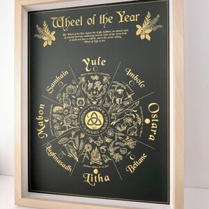 Wheel of the Year, Yule Gift, Dark Green Art Print, Wiccan Calendar ...