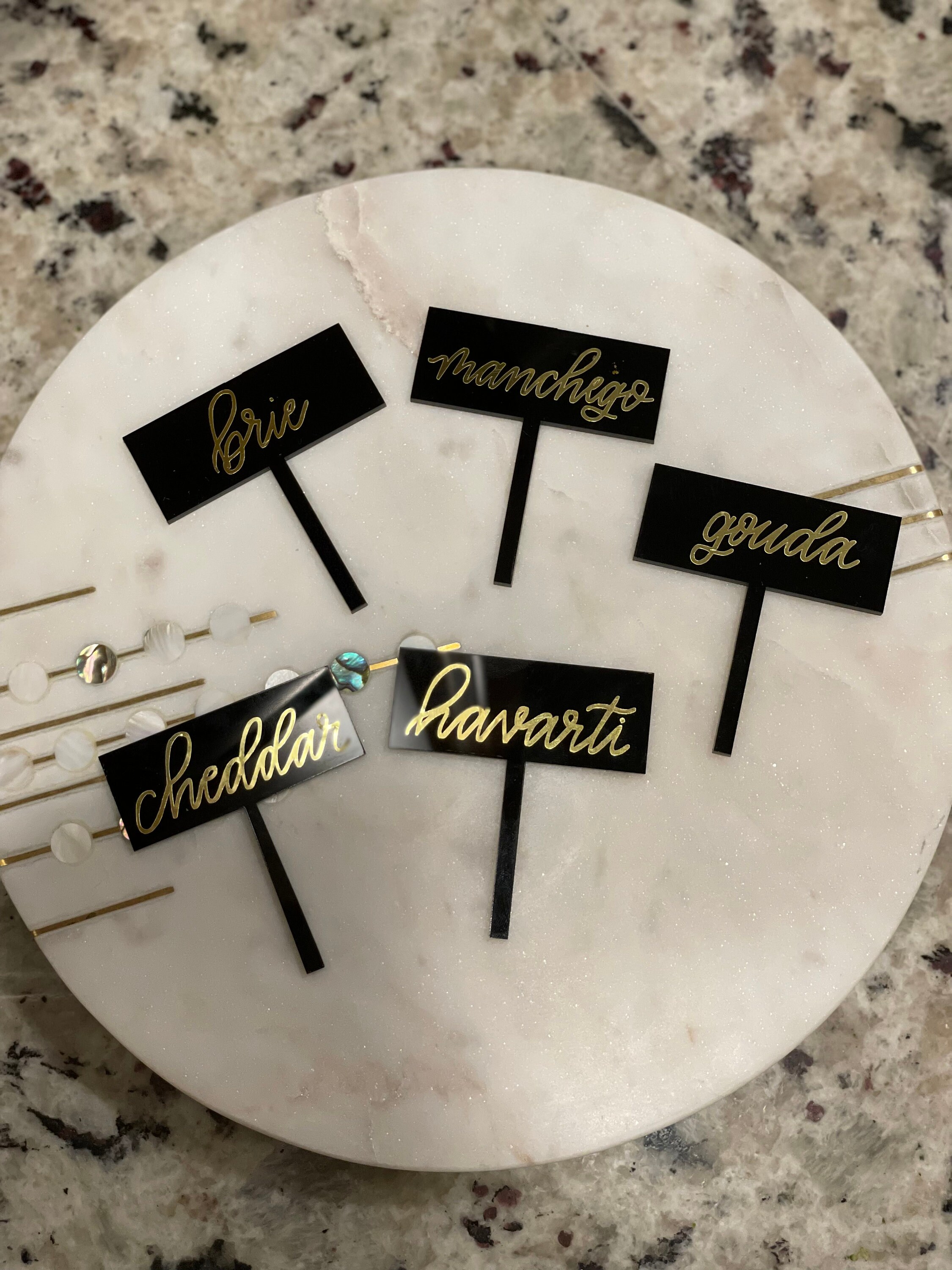 Black Acrylic Cheese Board Markers Set of 5 Free Shipping - Etsy