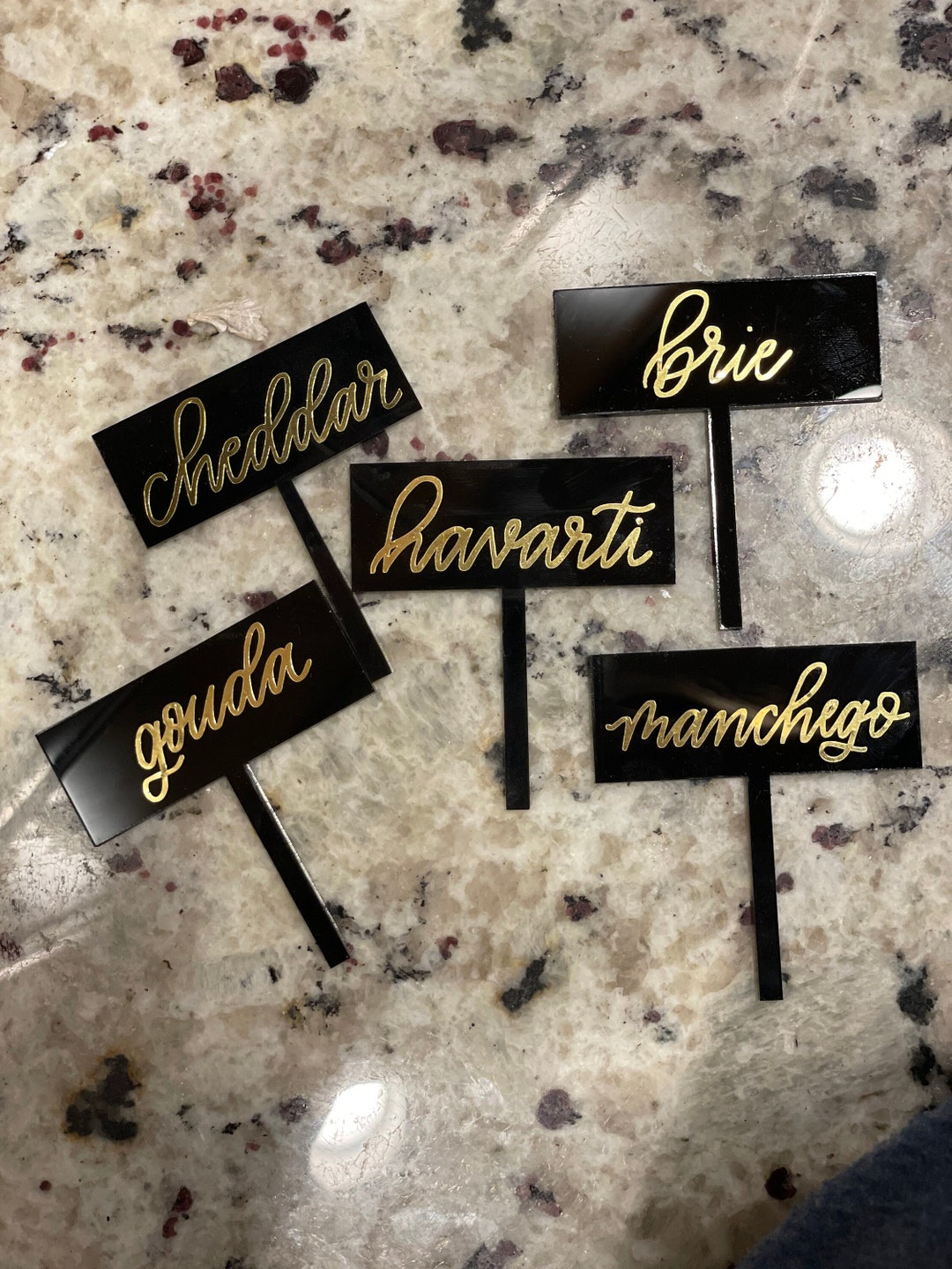Black Acrylic Cheese Board Markers | Set of 5 | Free Shipping - Etsy