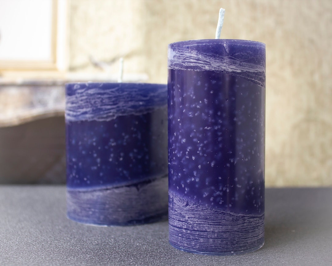 Indigo Mist Uncented Pillar Candle Hand-crafted. Unique - Etsy