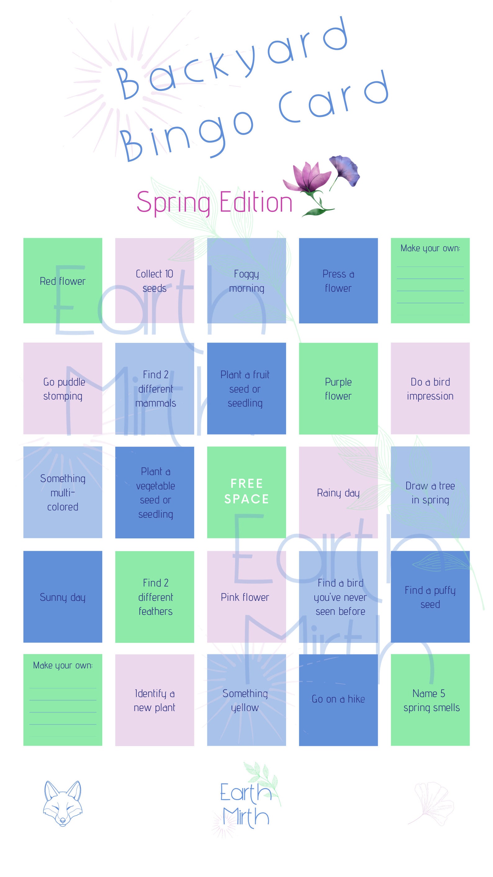 Spring bingo cards nature - lonestarupf