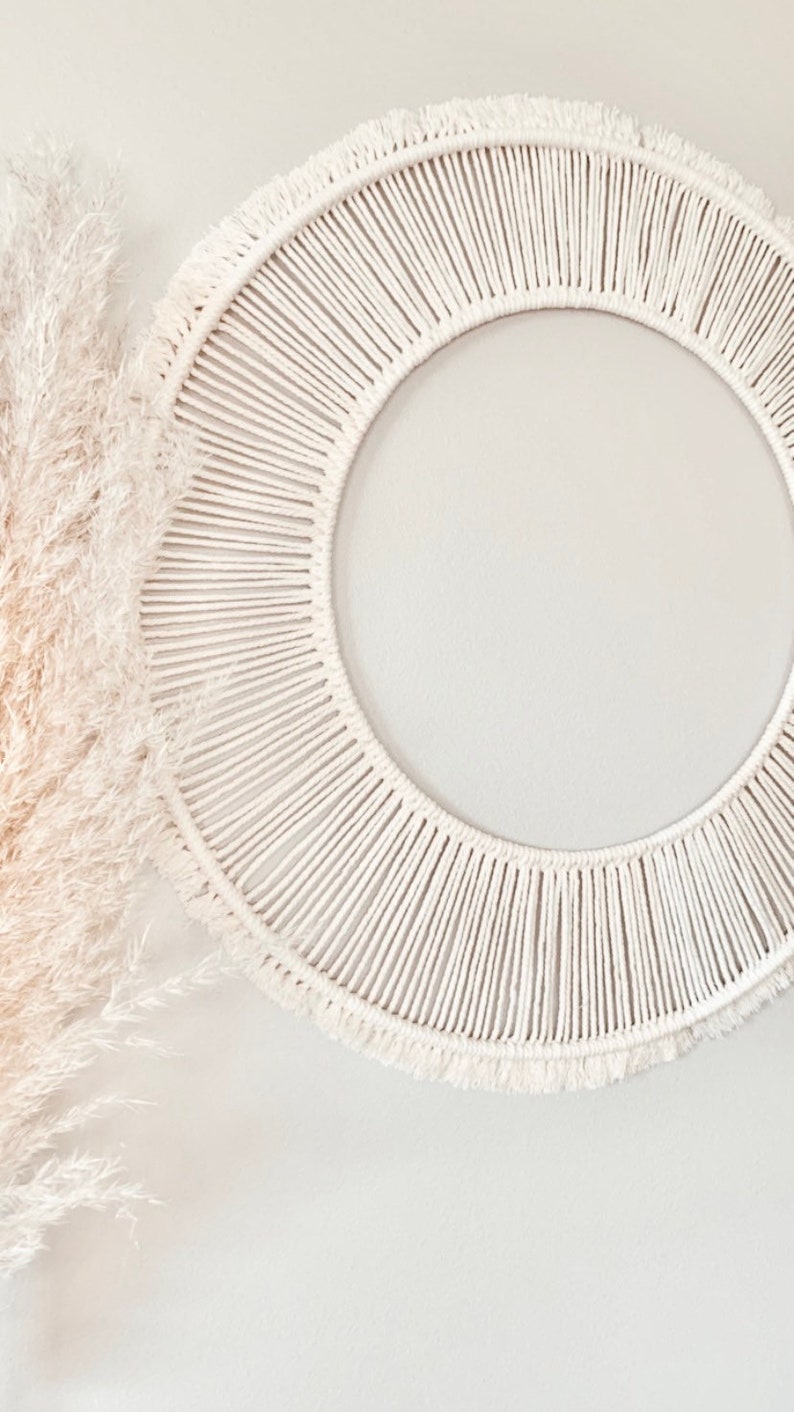 Large Round Neutral Wall Hanging - Circular Hoop - Modern Boho Room ...