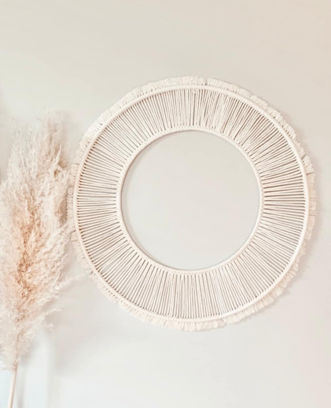 Large Round Neutral Wall Hanging - Circular Hoop - Modern Boho Room ...