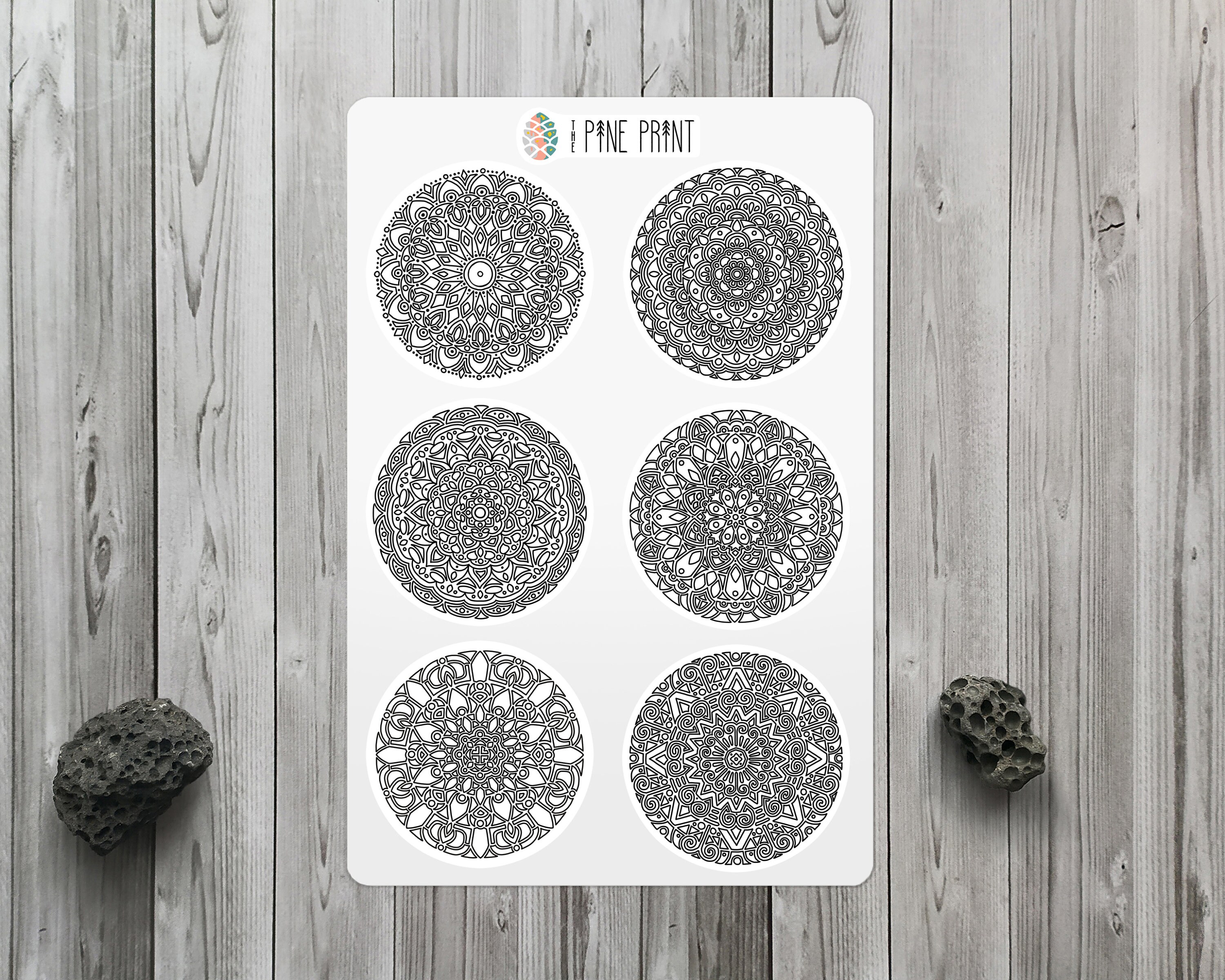 Mandala Art Color-In Sticker Colorable Sticker Line Art Sticker ...
