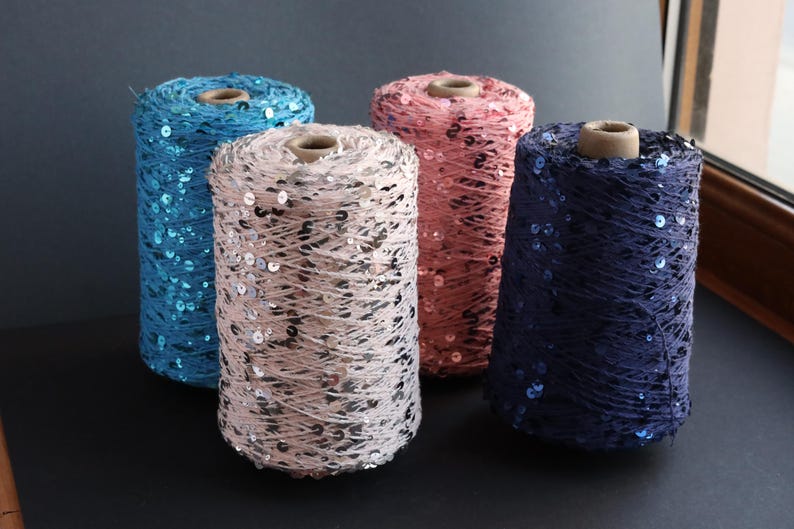 Sequin Yarn, Paillettes With Cotton Yarn, Shimmering Yarn, Shiny Yarn ...