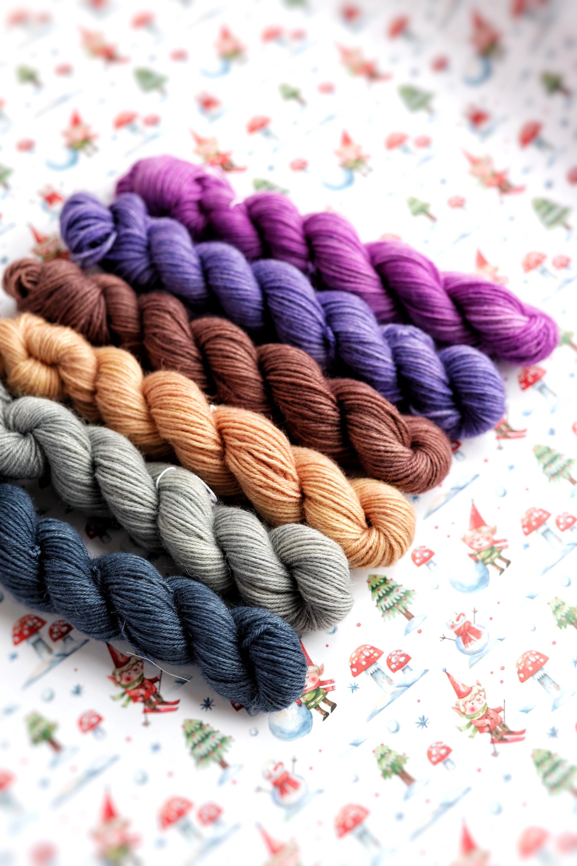 Mini Skein Yarn Set, Socks Yarn, Hand Dyed Micro Skein Yarn, Semi Solid ...