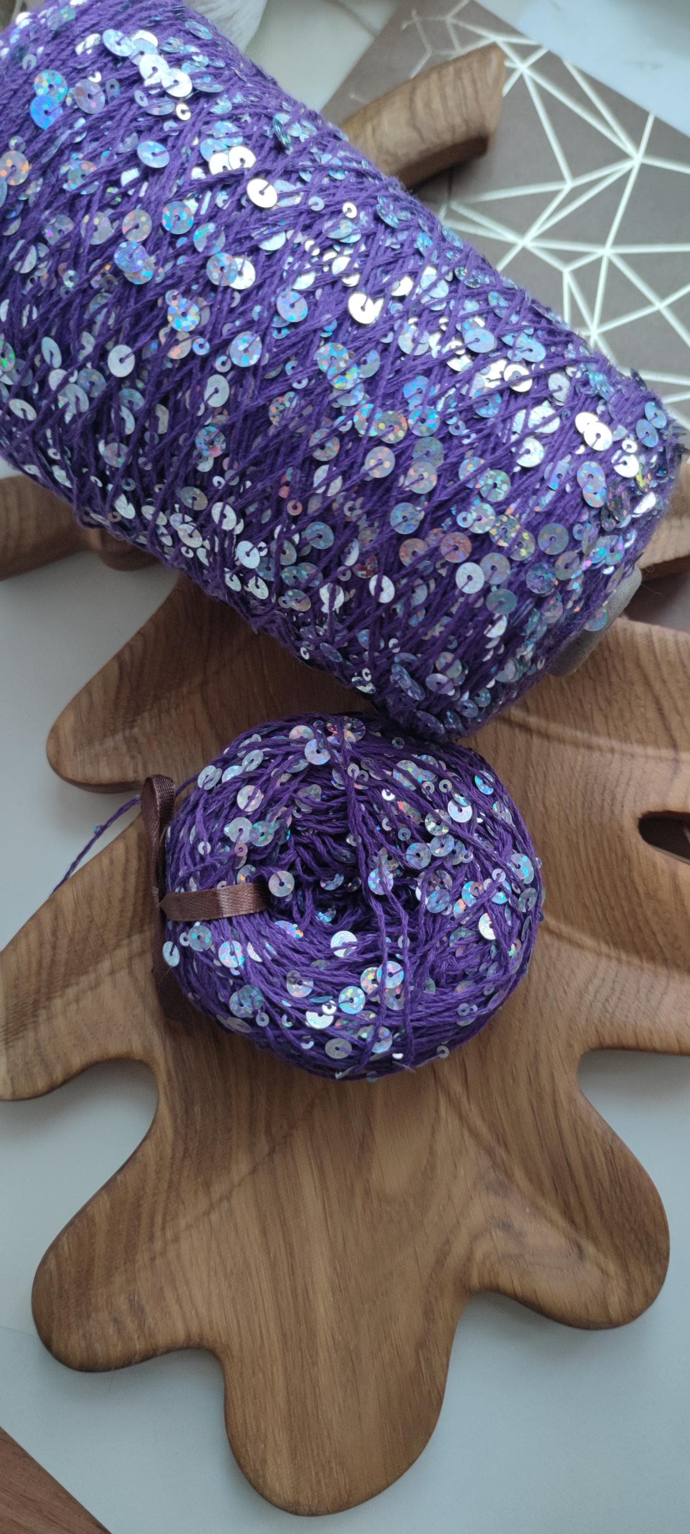 Sequin Yarn, Paillettes With Cotton Yarn, Shimmering Yarn, Shiny Yarn ...