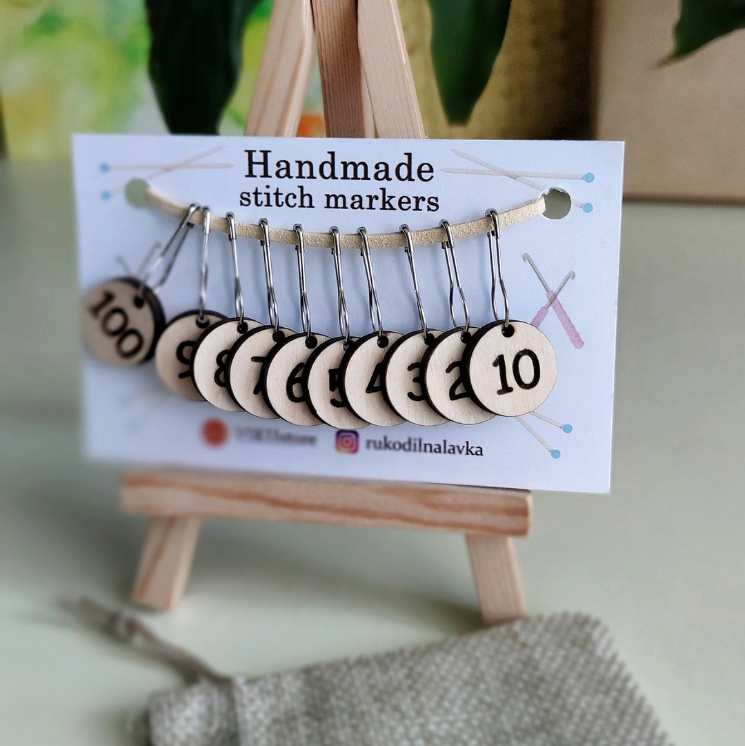 Number Row Stitch Markers, Handmade Wood Knitting or Crocheting Markers ...