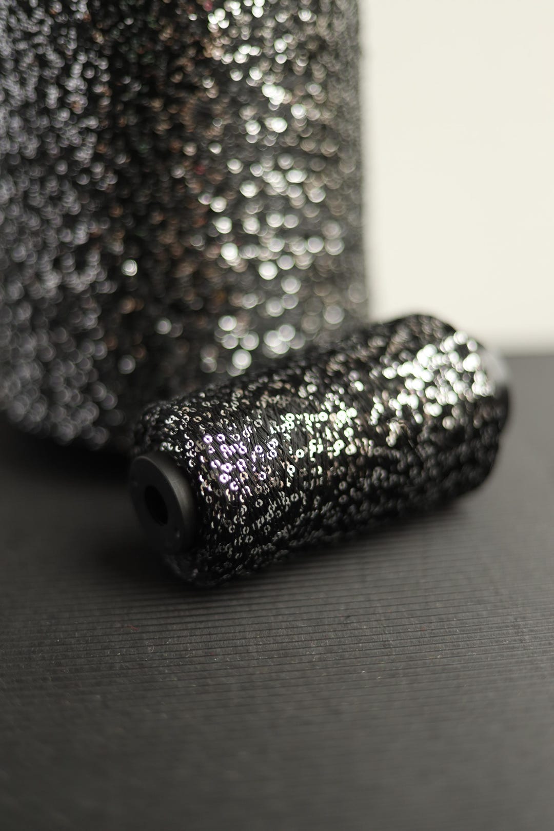 Sequin Yarn, Black Yarn Paillettes, Shimmering Yarn, Yarn With Silver ...