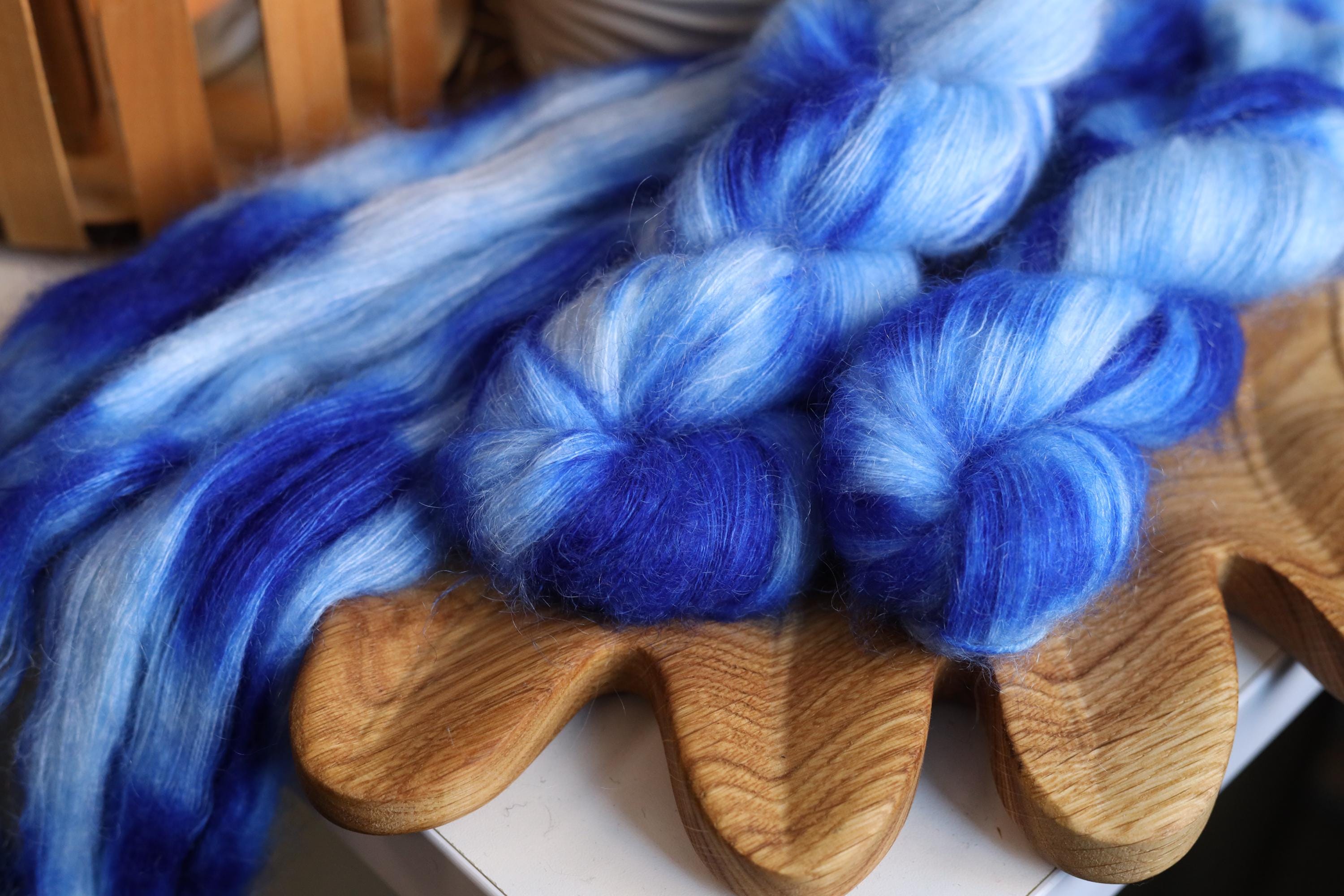 Electric Blue Kid Mohair Yarn, Hand Dyed Lace Yarn, 70%super Kid Mohair ...
