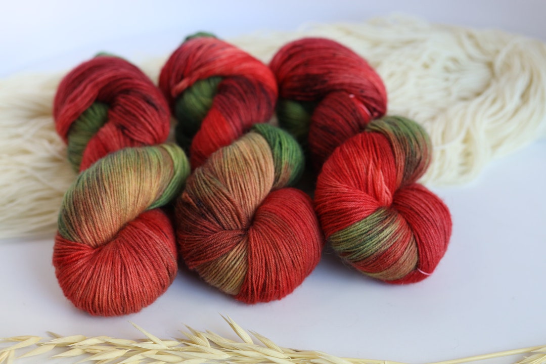 Christmas Hank Yarn for Knitters, Hand Dyed Sock Yarn, Crochet Project ...