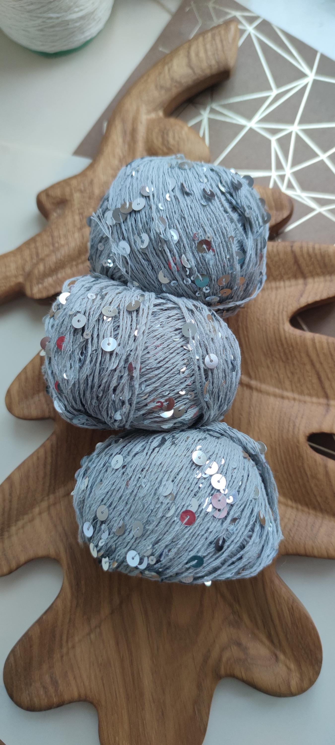 Sequin Yarn, Paillettes With Cotton Yarn, Shimmering Yarn, Shiny Yarn ...