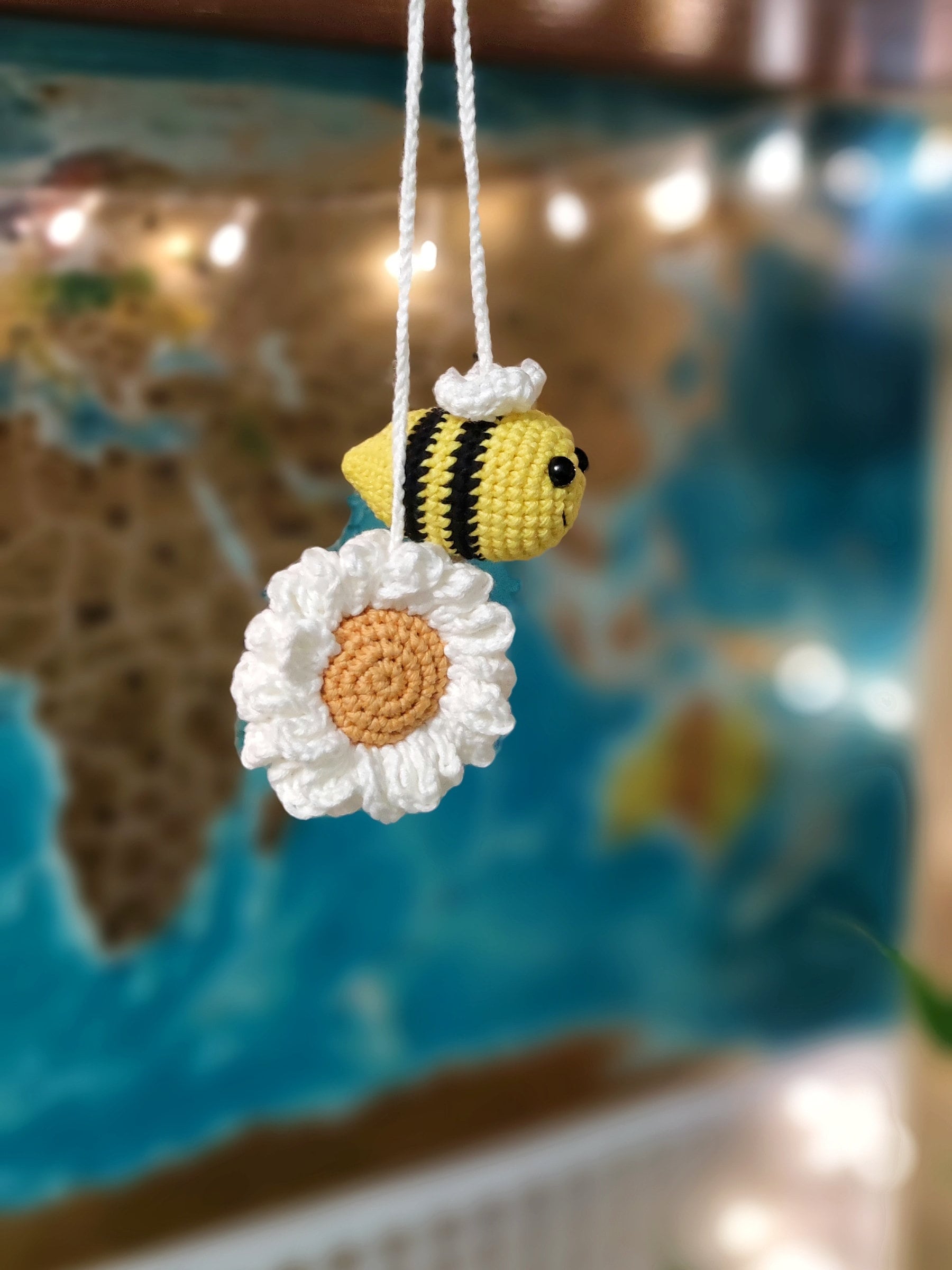 Easy Crochet PATTERN. Bee and Daisy for Car Accessory. PDF - Etsy