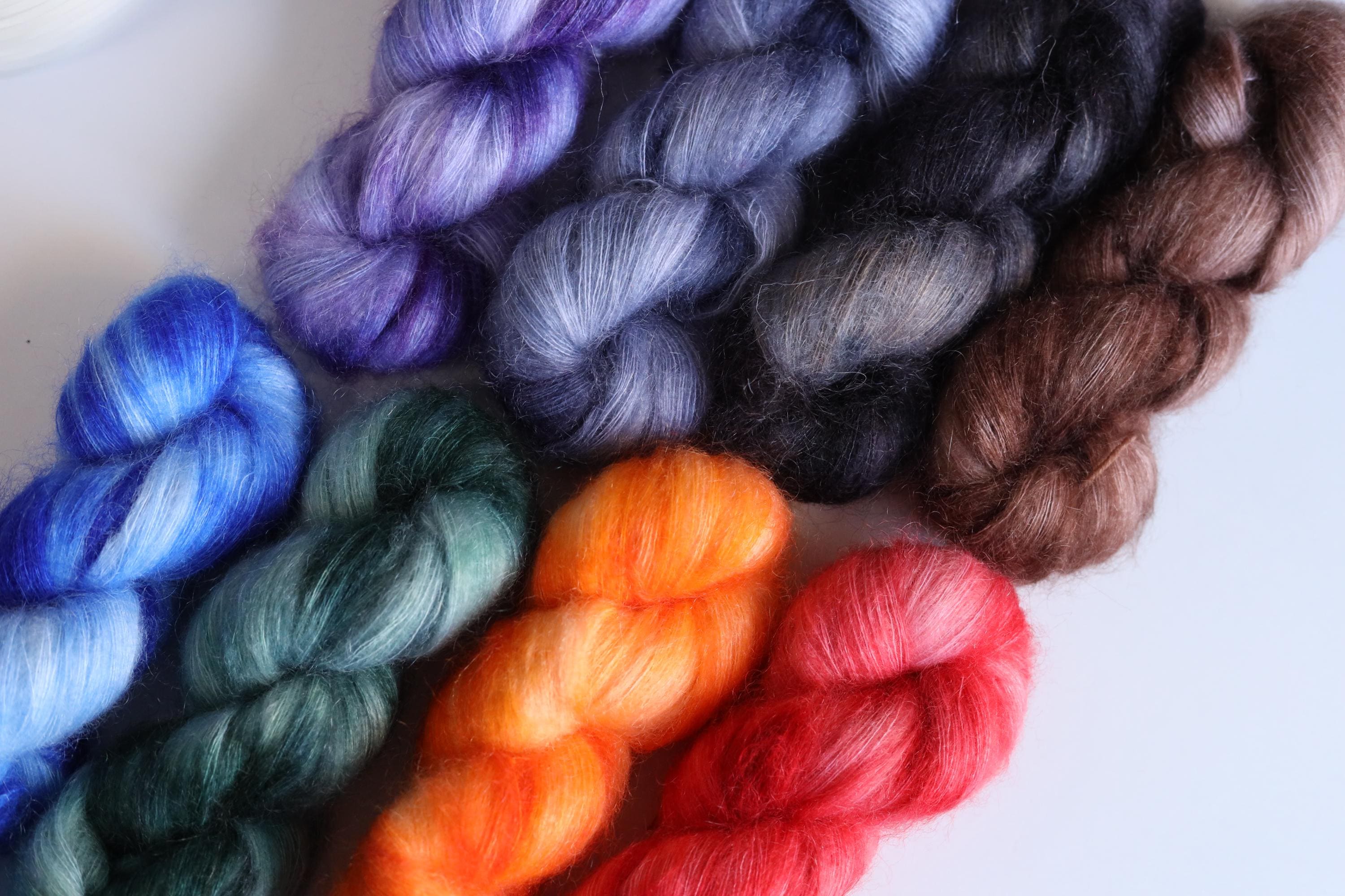 Electric Blue Kid Mohair Yarn, Hand Dyed Lace Yarn, 70%super Kid Mohair ...