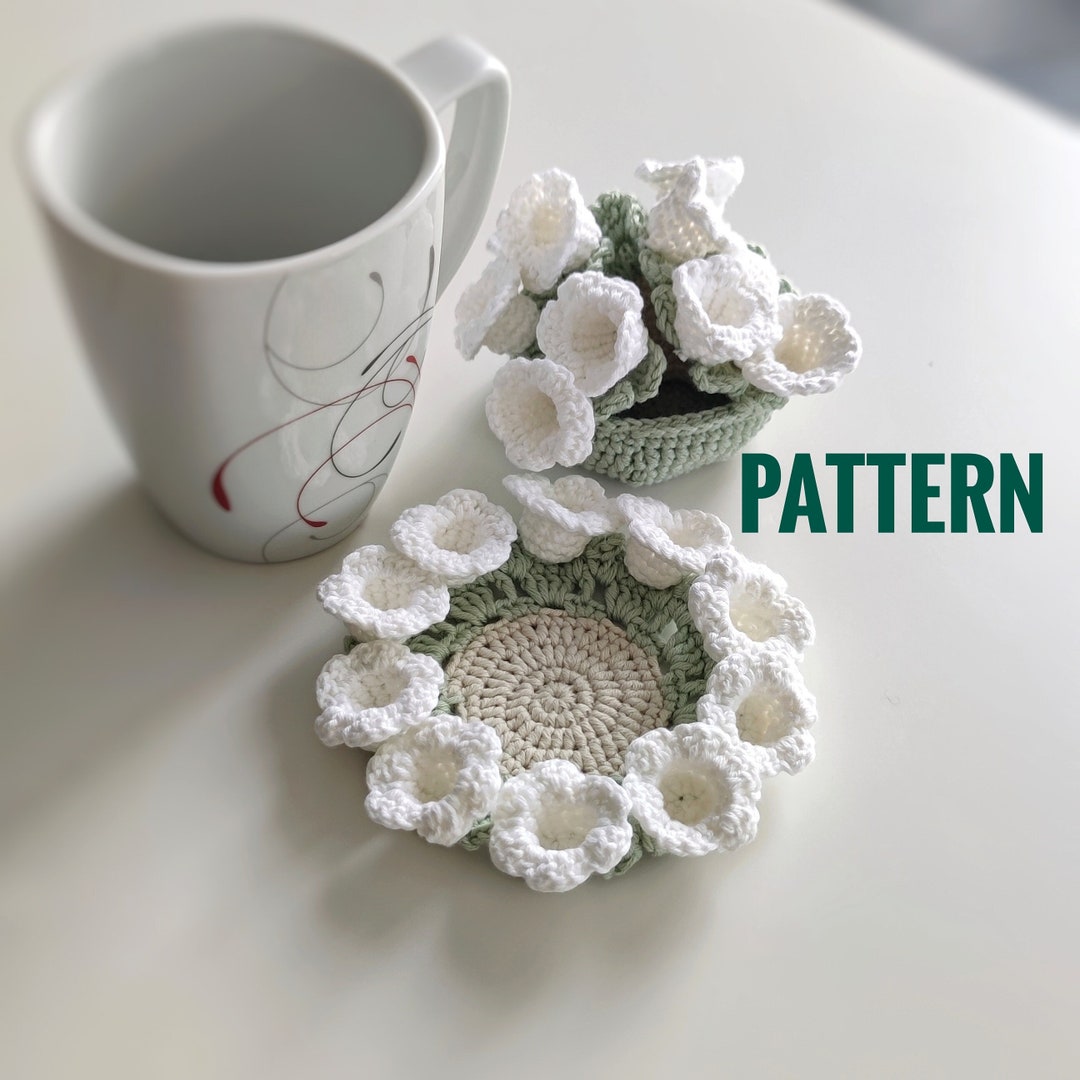 Crochet Lily of the Valley Coaster Pattern, Flower Basket Pattern, Do ...