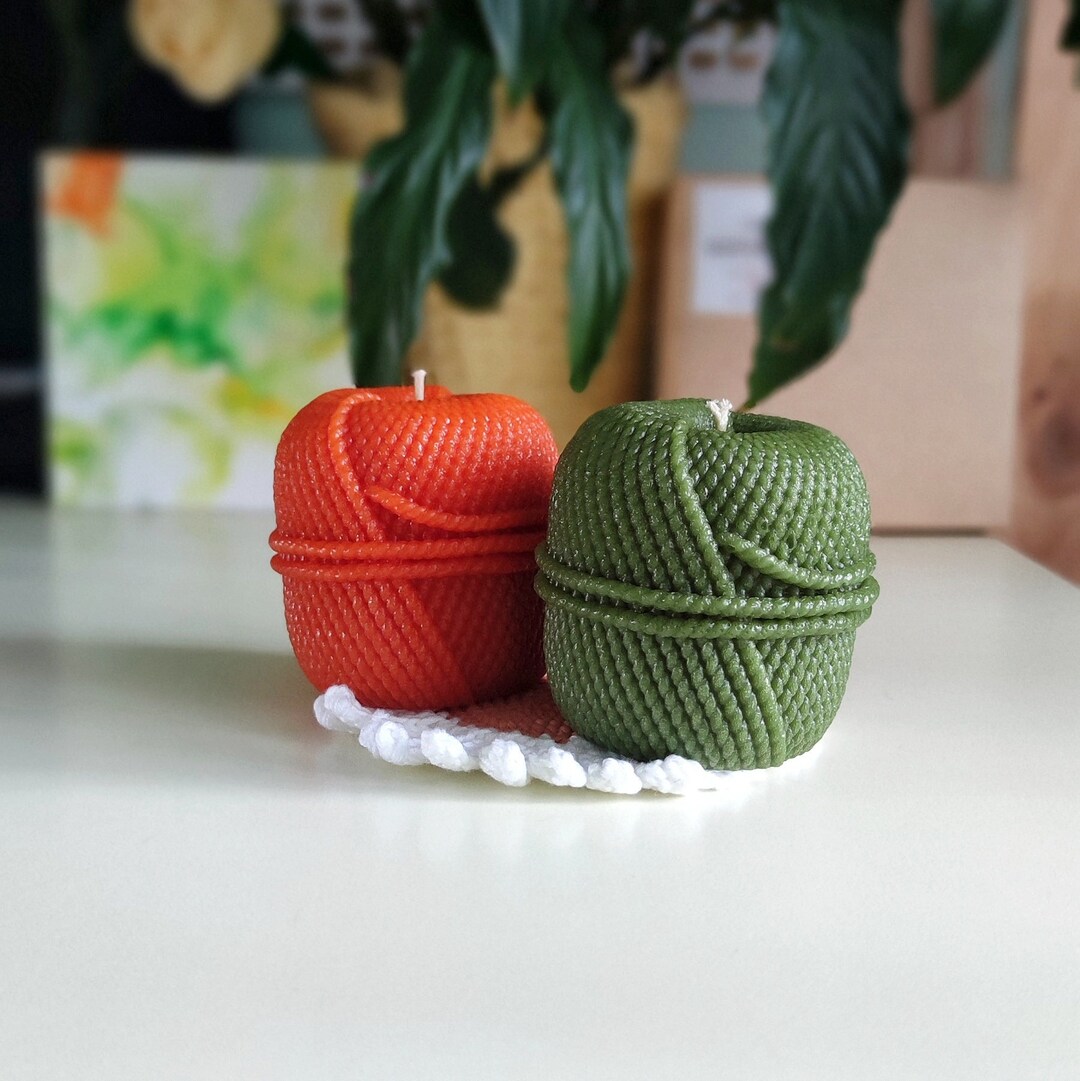 Yarn Ball Candle, Stylish Aesthetic Knitting Room Accesorie, Twisted ...
