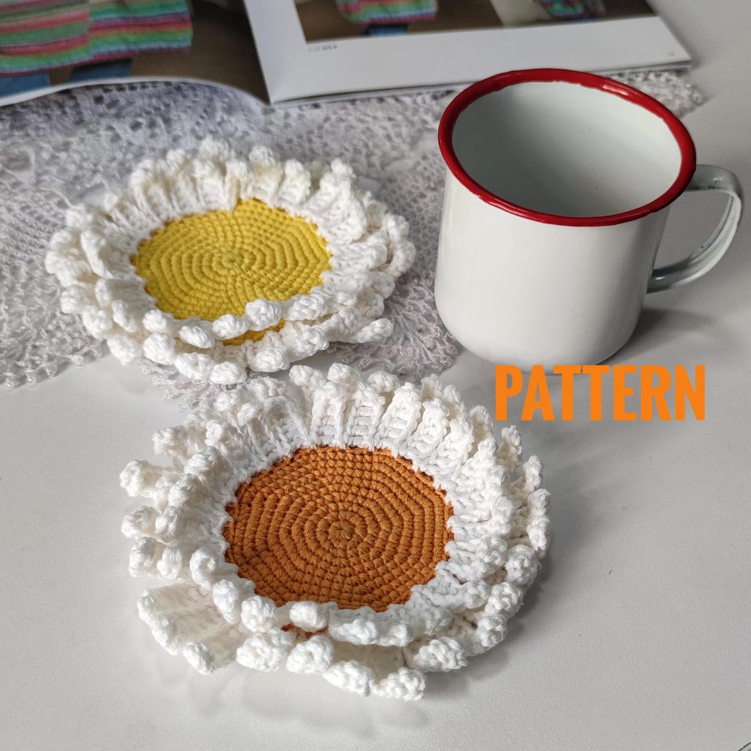 Daisy Coaster Pattern, Easy Crochet Flower Kitchen Decor, Morning ...