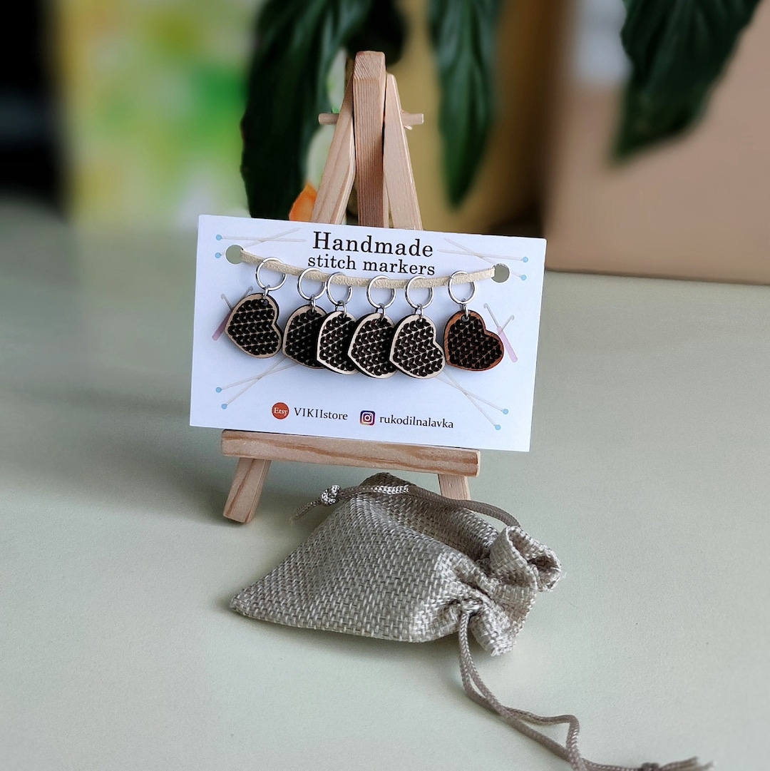 Wood Stitch Needles Markers as Cute Gift for Knitters, Handmade Wood ...