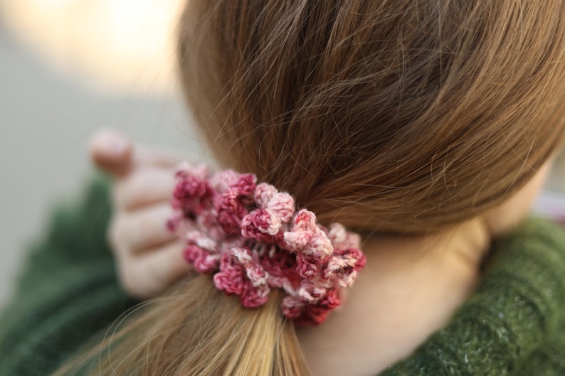 Hair Scrunchie Crochet Pattern, Flower Accessories Pattern, Floral Hair ...