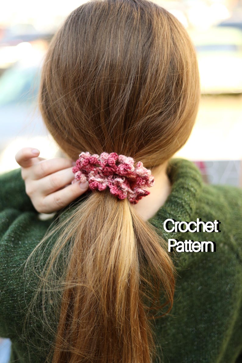 Hair Scrunchie Crochet Pattern, Flower Accessories Pattern, Floral Hair ...