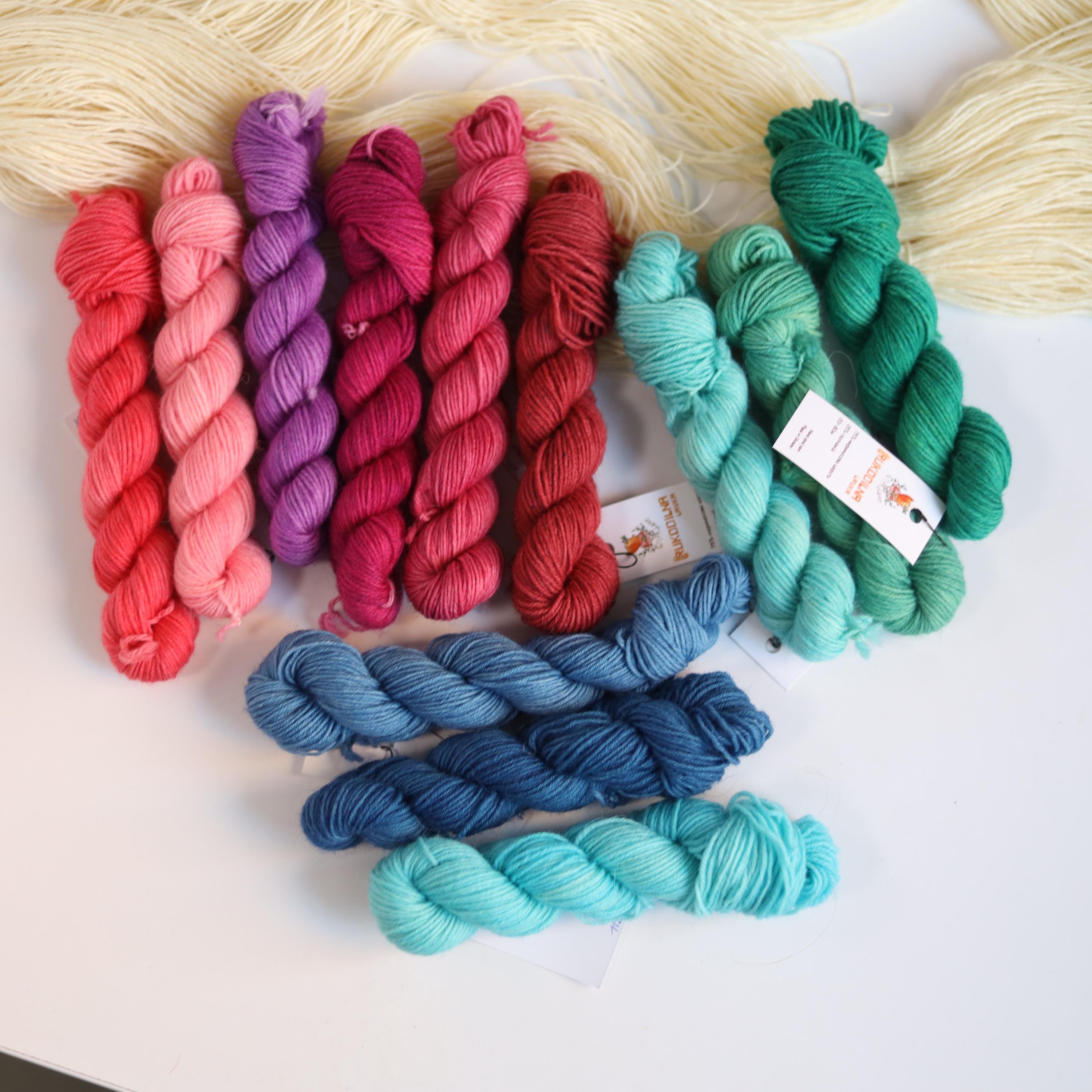 Mini Skein Set, Sock Yarn, 4 Ply Fingering Weight Wool, Hand Dyed Yarn ...