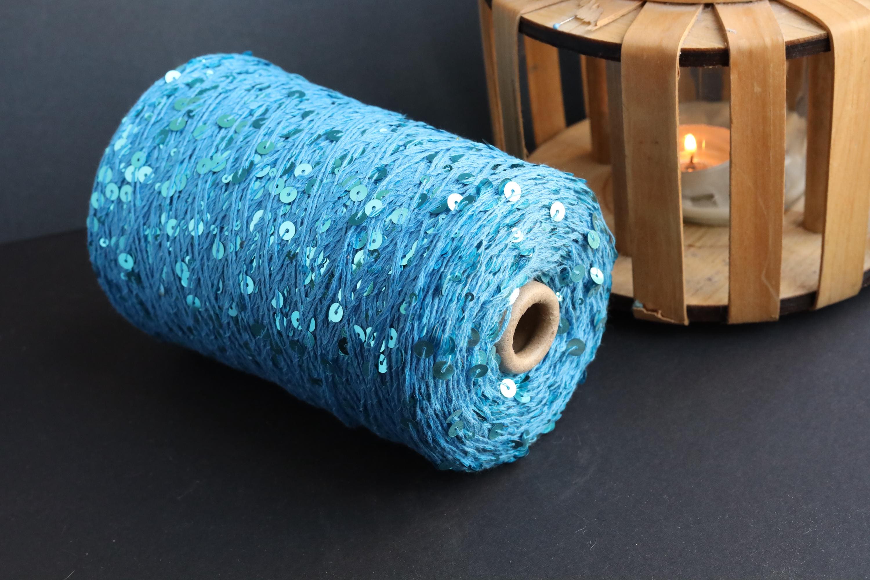 Sequin Yarn, Paillettes With Cotton Yarn, Shimmering Yarn, Shiny Yarn ...