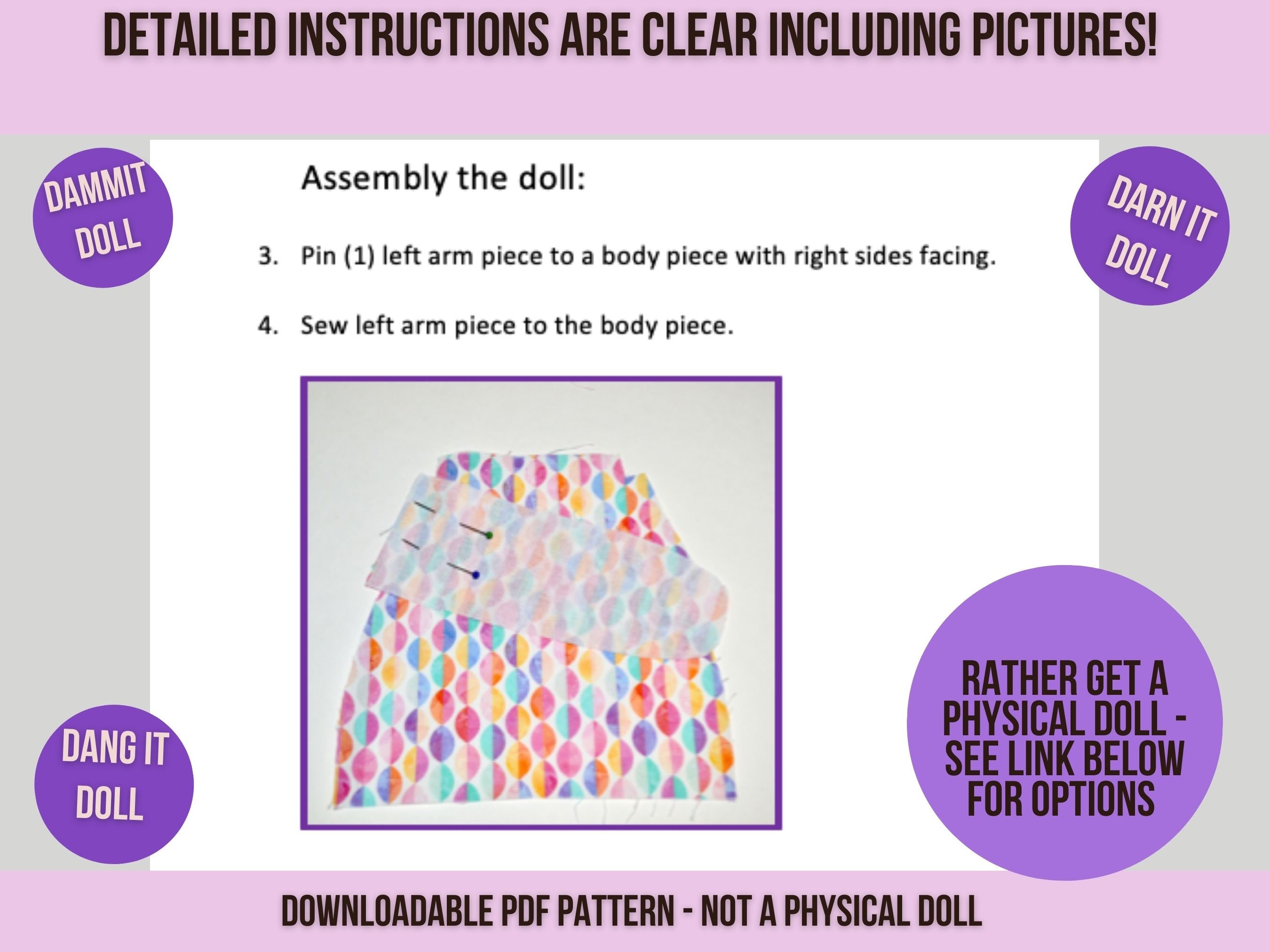 Dammit Doll Pattern, Dammit Doll Sewing Pattern, Fun Sewing Pattern ...