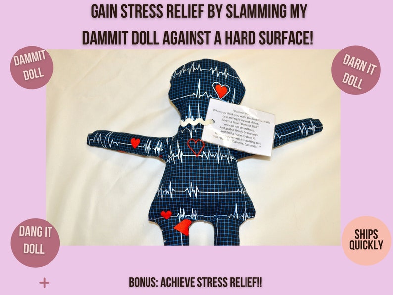 Darn It Doll, Stress Doll, Dammit Doll, Funny Desk Toy, Anxiety Plush ...