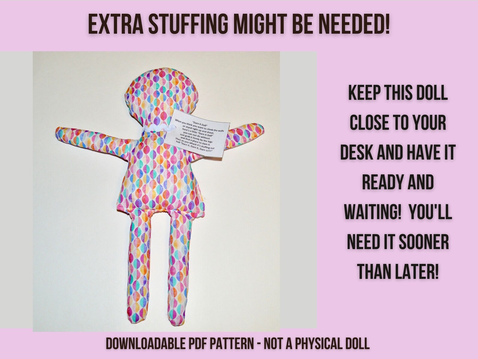 Dammit Doll Pattern, Dammit Doll Sewing Pattern, Fun Sewing Pattern, Beginner Sewing Patterns ...