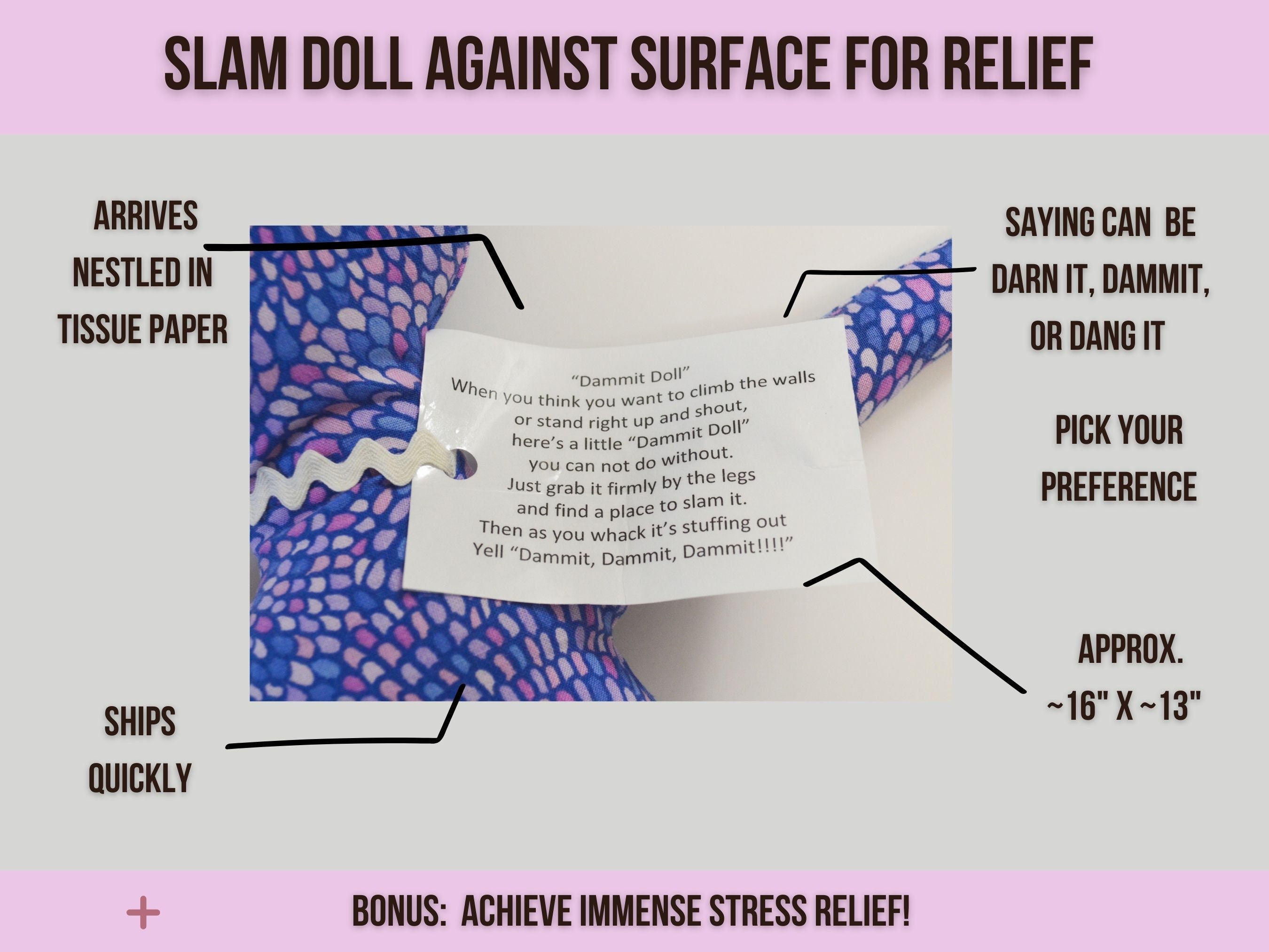 Dammit Doll With Poem Darn It Doll Dang It Doll Stress - Etsy