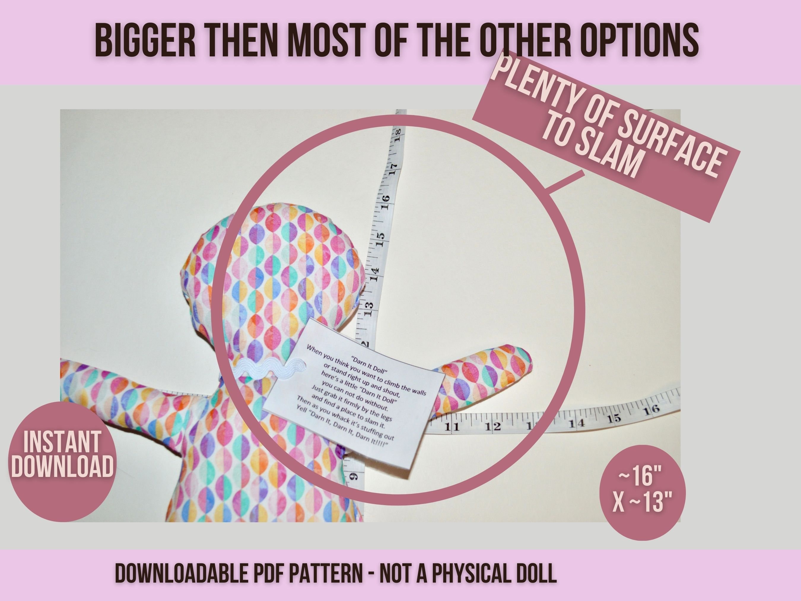 Dammit Doll Pattern, Dammit Doll Sewing Pattern, Fun Sewing Pattern ...