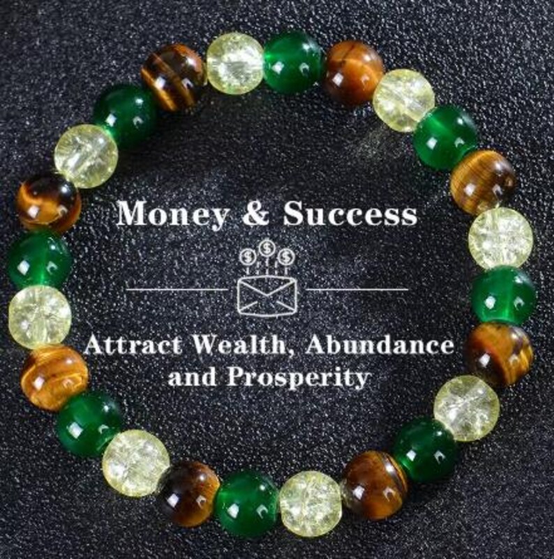 Natural Stone Charms Wealth Beaded Bracelet - Money and Success - Etsy