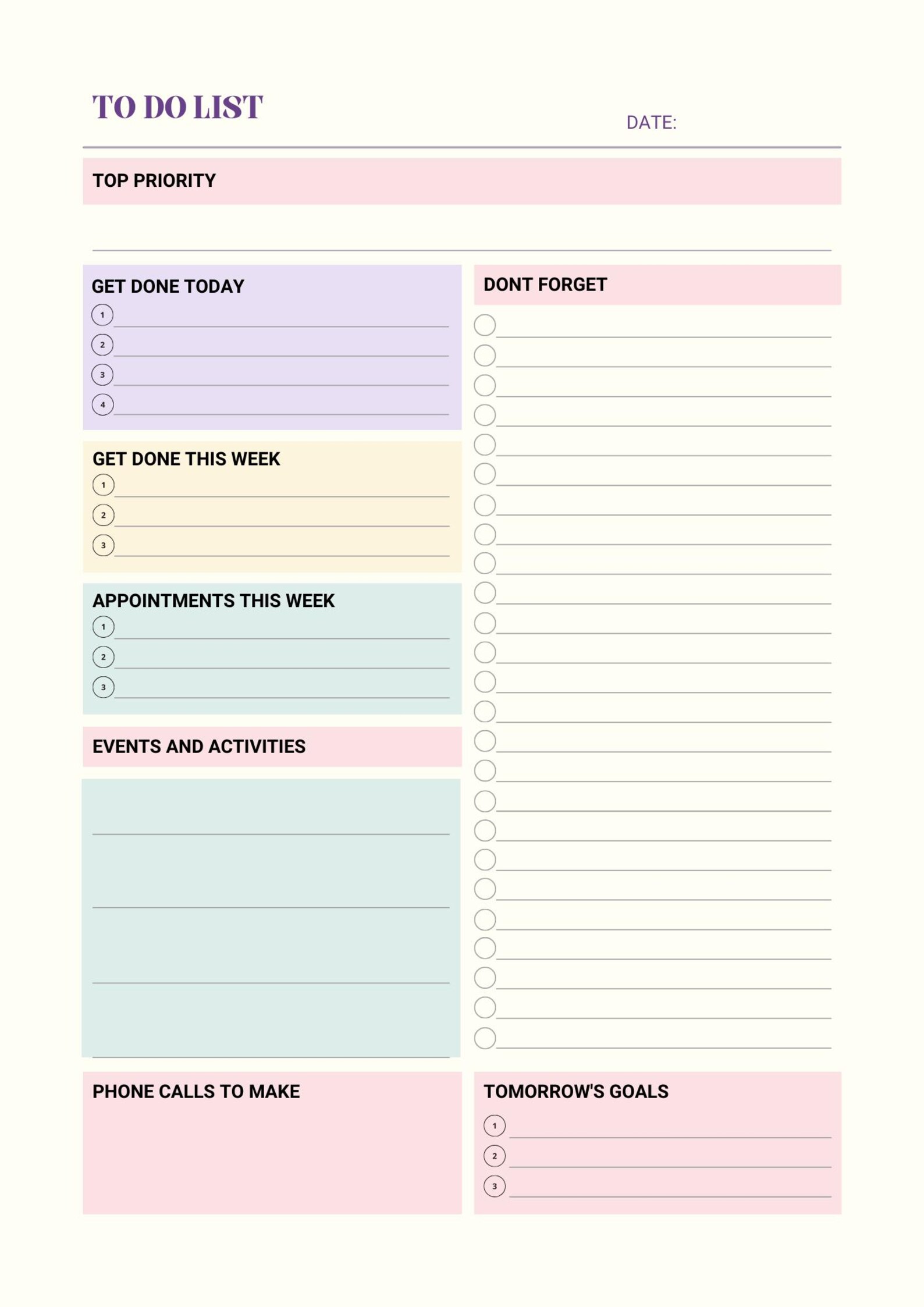Pastel Printable to Do List Planner | Daily & Weekly Organizer PDF ...