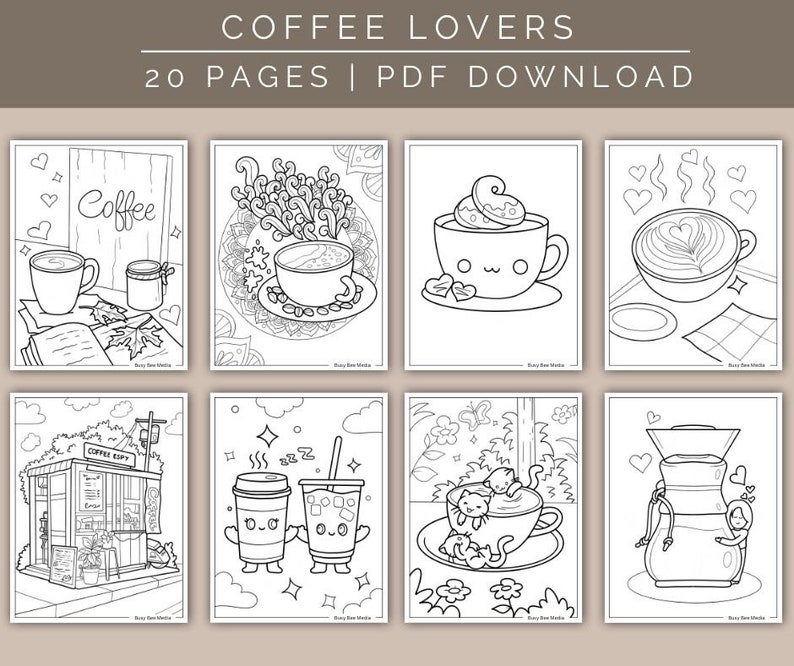 20 Coffee Lovers Coloring Pages | Printable PDF | Caffeine Inspired Art ...