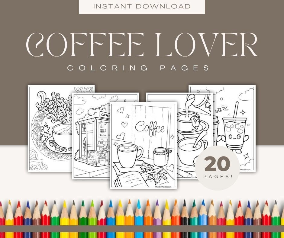 20 Coffee Lovers Coloring Pages | Printable PDF | Caffeine Inspired Art ...