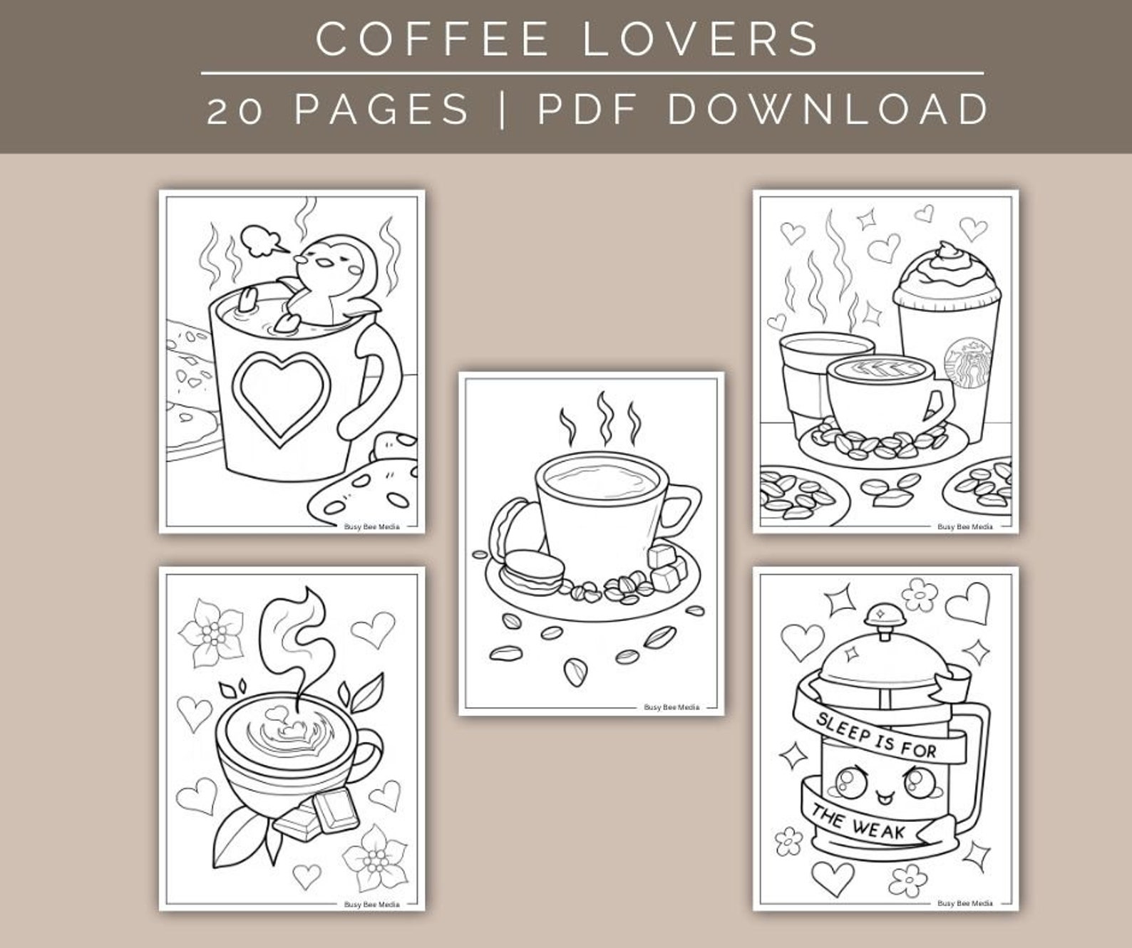 20 Coffee Lovers Coloring Pages | Printable PDF | Caffeine Inspired Art ...