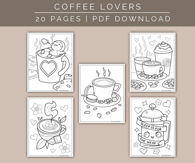 20 Coffee Lovers Coloring Pages | Printable PDF | Caffeine Inspired Art ...