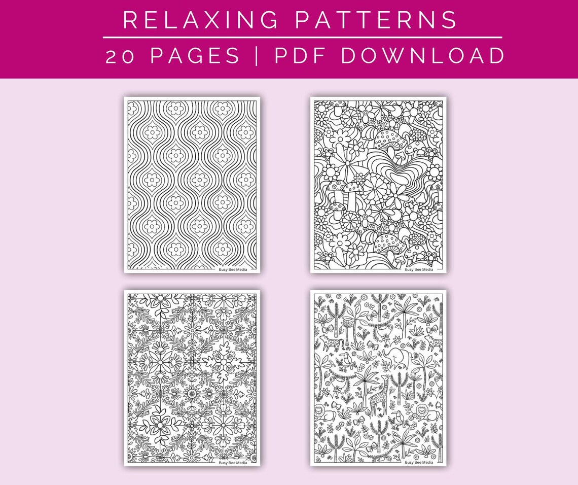 20 Relaxing Patterns Coloring Pages Printable PDF, Patterns Inspired ...