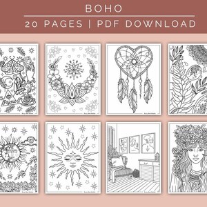 20 Boho Themed Coloring Pages | Printable PDF | Boho Inspired Art ...