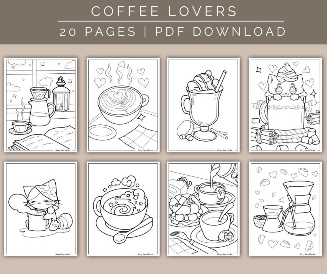 20 Coffee Lovers Coloring Pages | Printable PDF | Caffeine Inspired Art ...