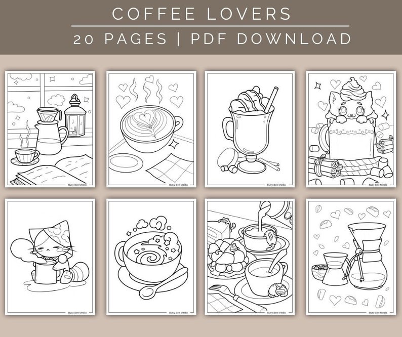 20 Coffee Lovers Coloring Pages | Printable PDF | Caffeine Inspired Art ...