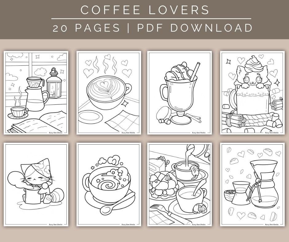 20 Coffee Lovers Coloring Pages | Printable PDF | Caffeine Inspired Art ...