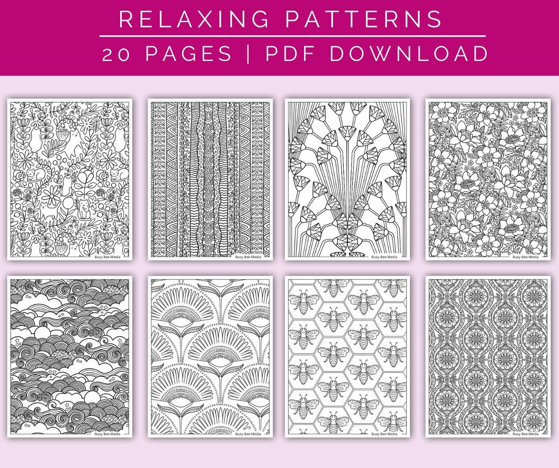 20 Relaxing Patterns Coloring Pages Printable PDF, Patterns Inspired ...