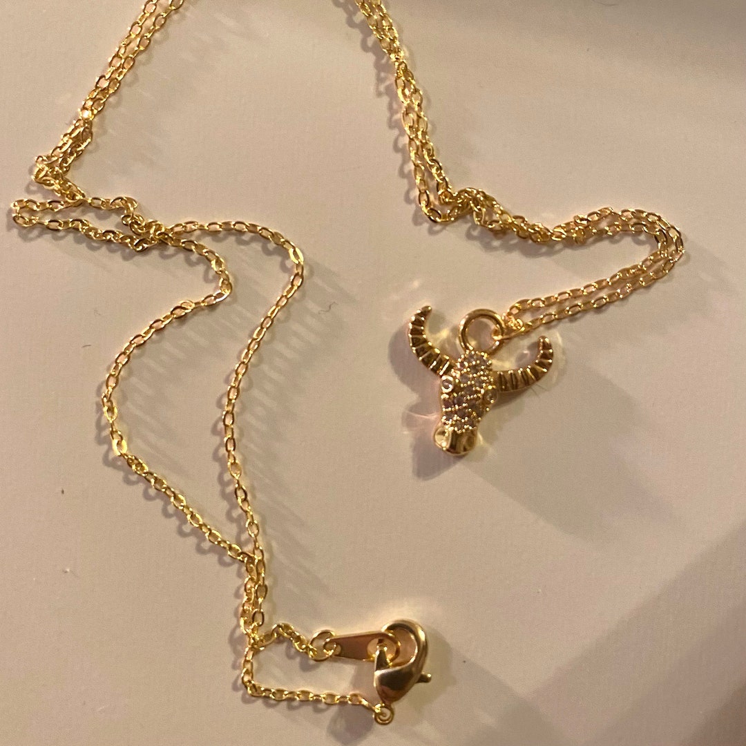 24k Gold Filled Dainty Longhorn Necklace - Etsy