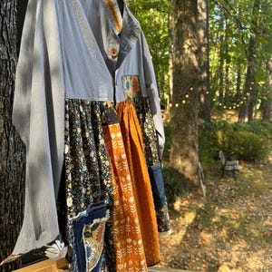 Beautiful Boho Duster, Stunning Upcycled Lg/freesize Tunic Top ...