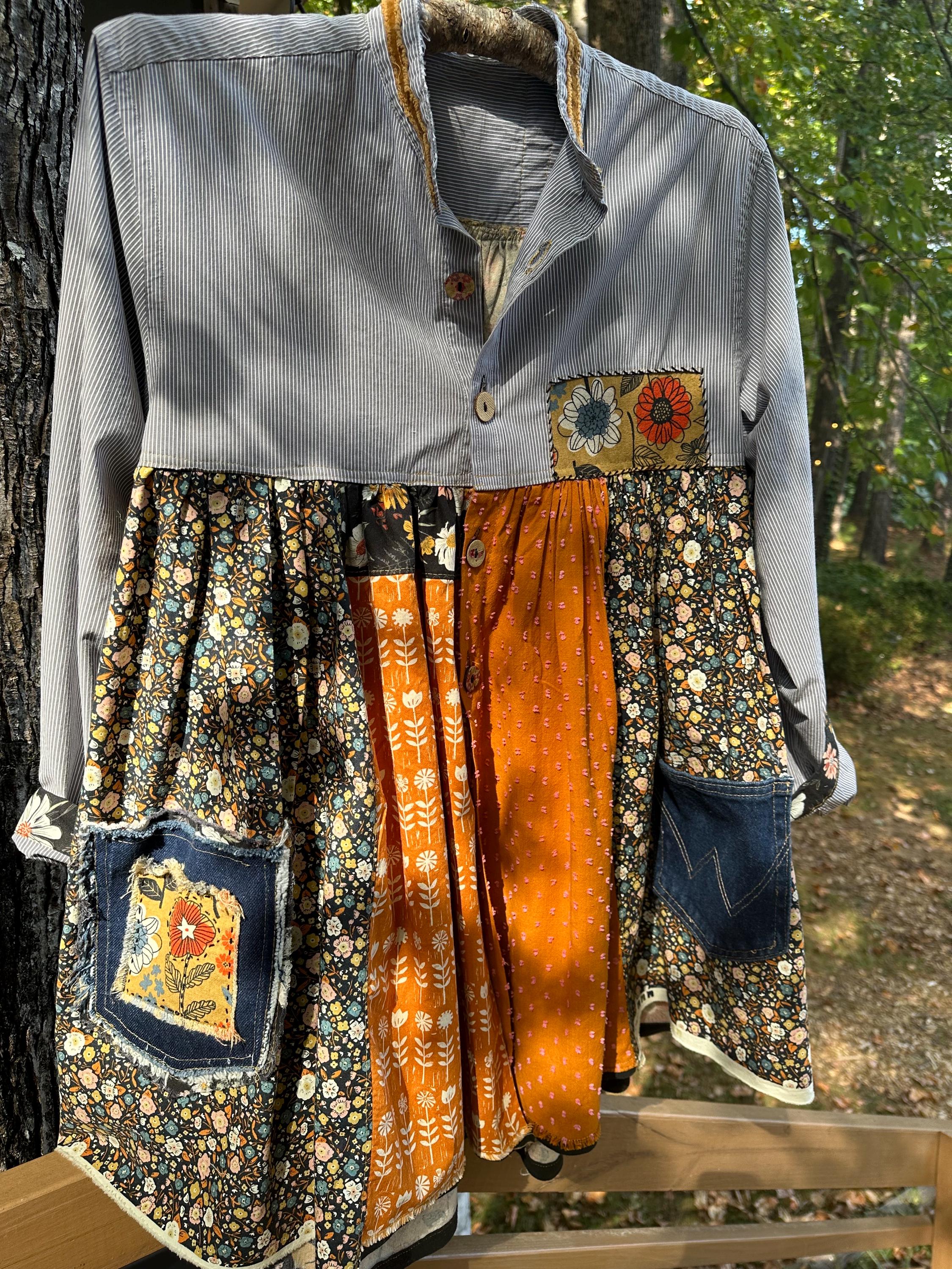 Beautiful Boho Duster, Stunning Upcycled Lg/freesize Tunic Top ...