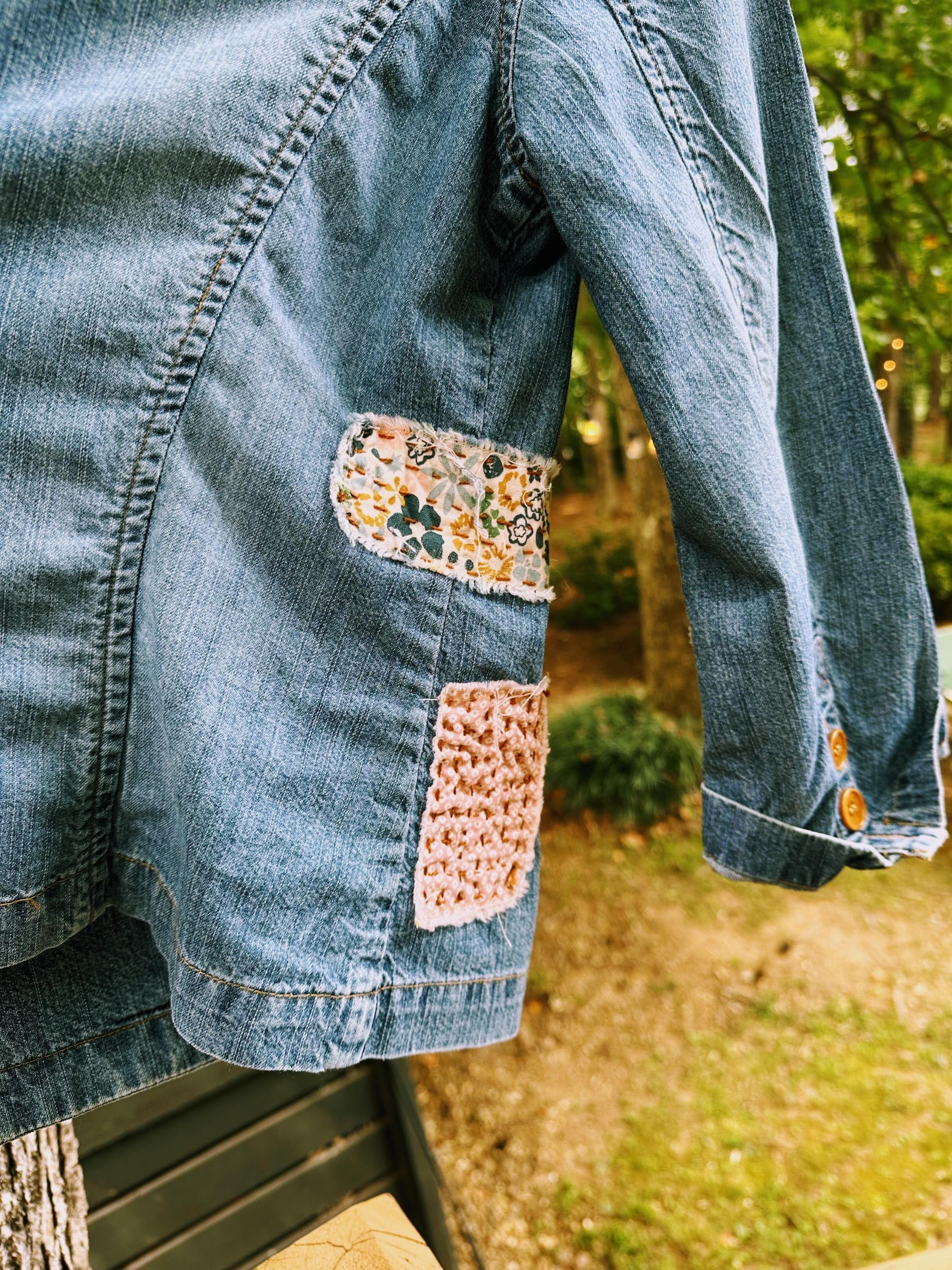 Boho Embroidered Denim Jacket: Upcycled Prairie Style Waistcoat - Etsy